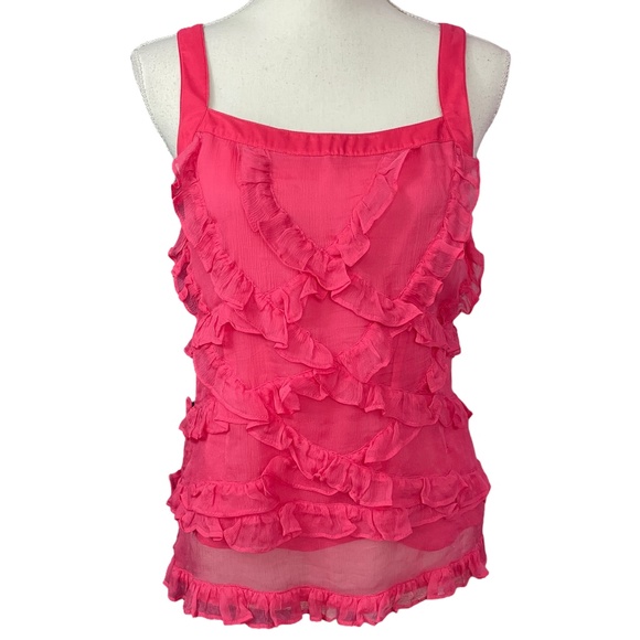 Cynthia Rowley | Tops | 0 Silk Ruffle Y2k Tank S Cynthia Rowley Hot Pink Frilly Barbie ...